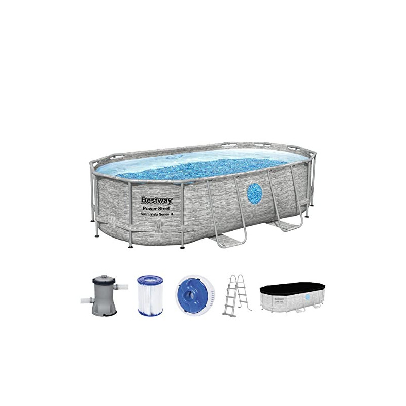 Bestway Power Steel Swim Vista Series Frame Pool Komplett-Set mit